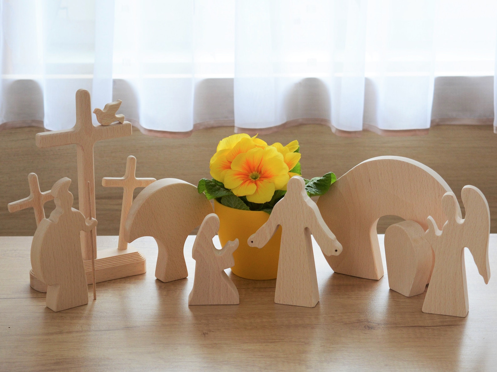 Wooden Easter Creche NATURAL Christian Easter Home - Etsy