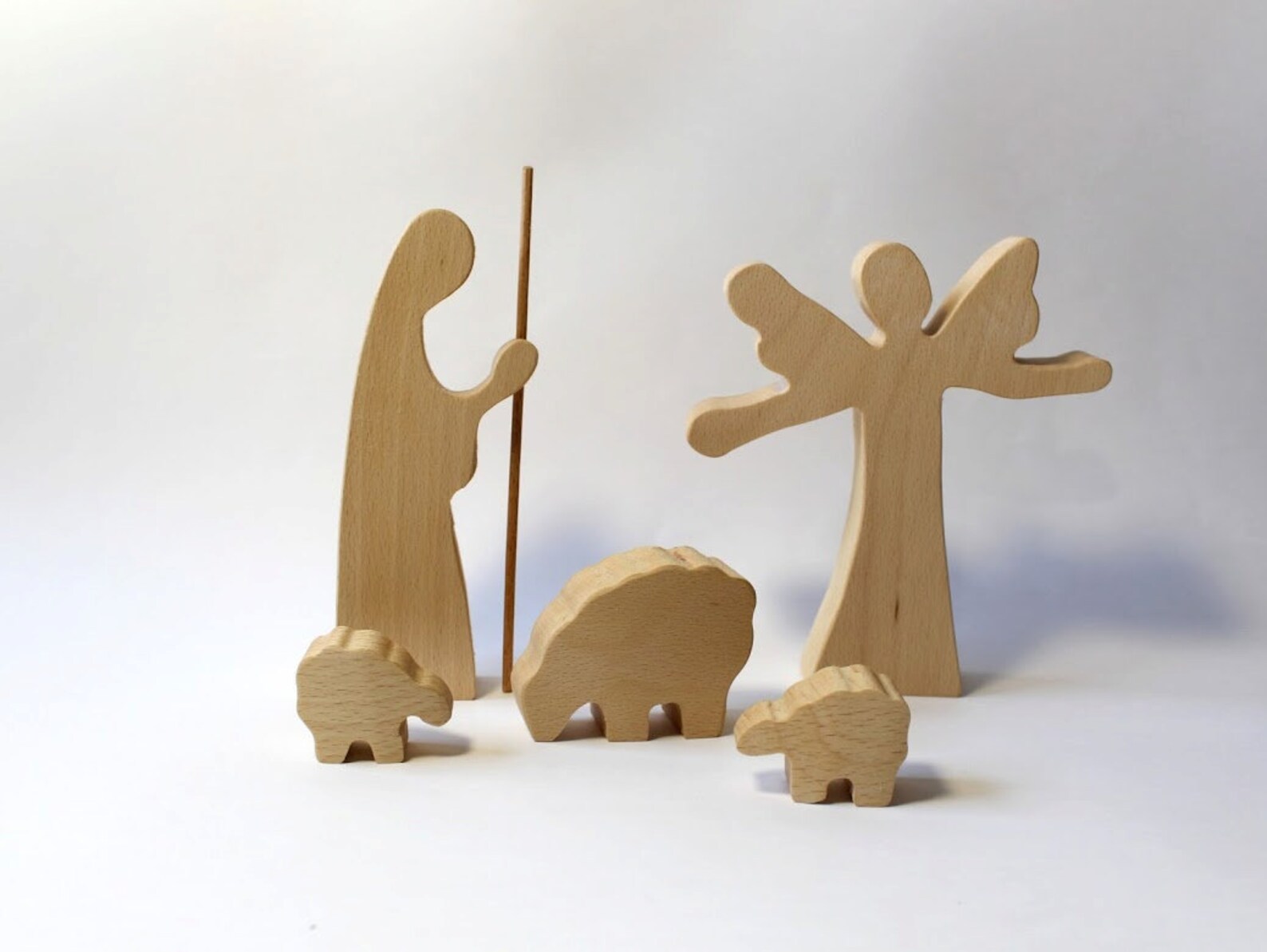 Nativity wood Angel shepherd and sheep Wooden nativity set | Etsy