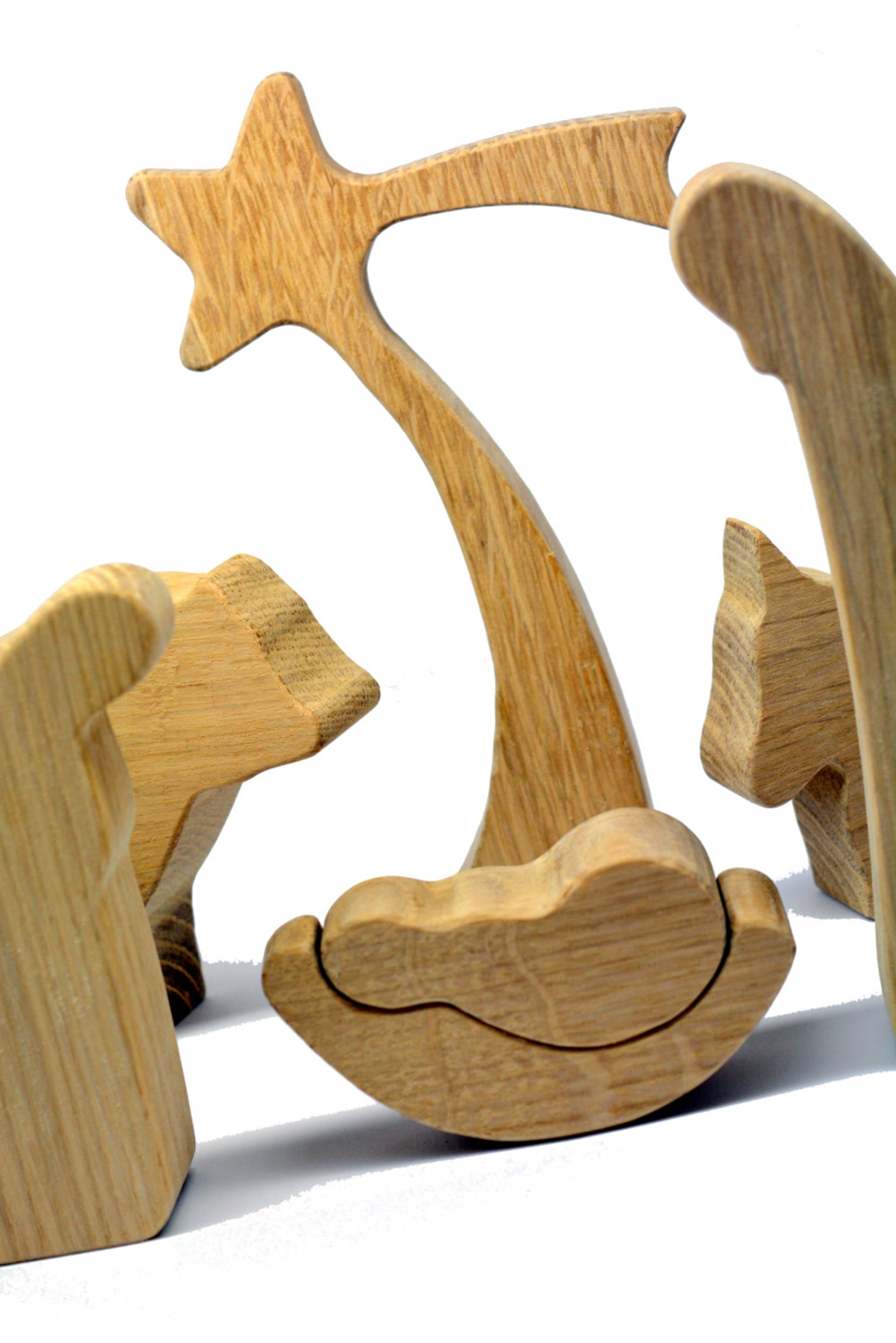 Wooden Nativity Set Made of OAK WOOD Modern Nativity Scene | Etsy