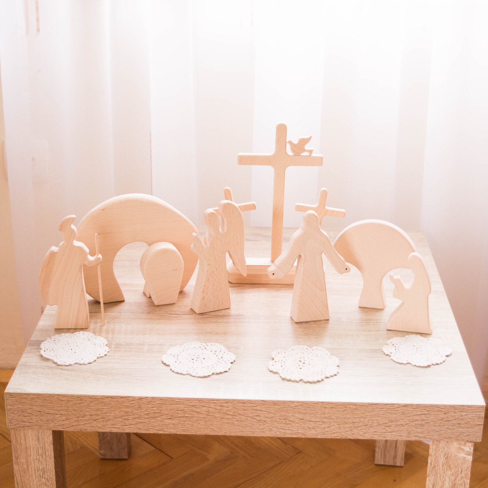 Modern Easter Nativity Set, Wooden Easter Scene, Easter Creche, Easter ...