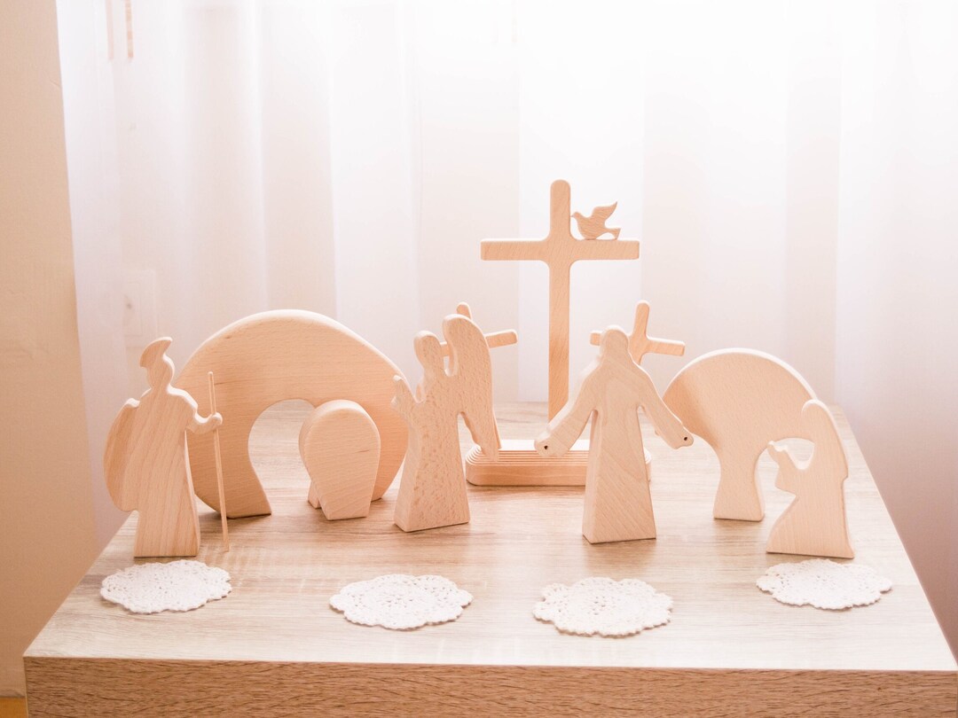 Modern Easter Nativity Set, Wooden Easter Scene, Easter Creche, Easter ...