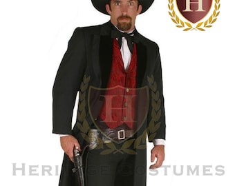 Doc Holliday Black Cape Tombstone Wild West Gunfighter Cosplay Costume ...