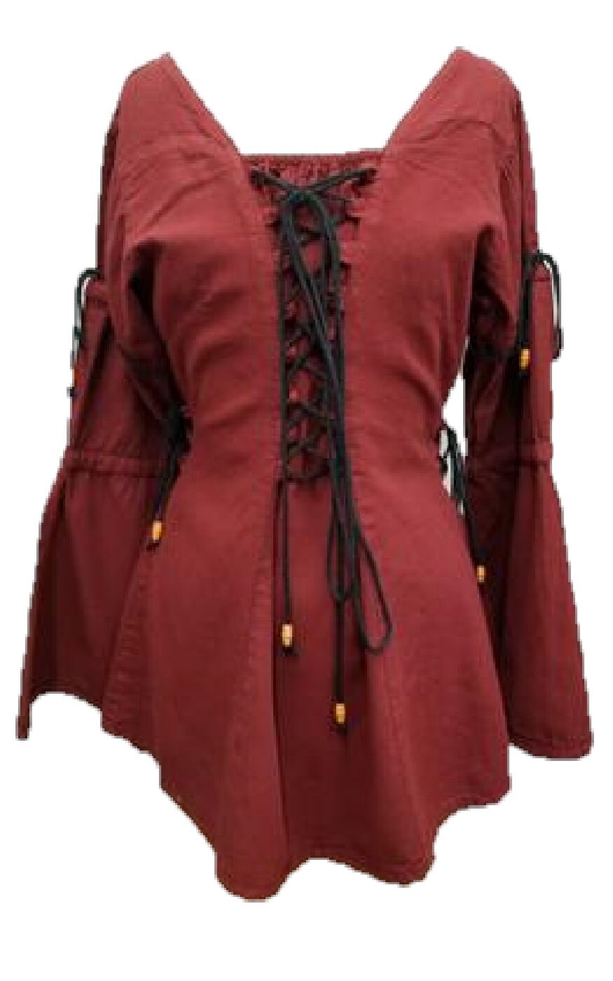 Ladies Long-sleeve Lace-up Renaissance Blouse