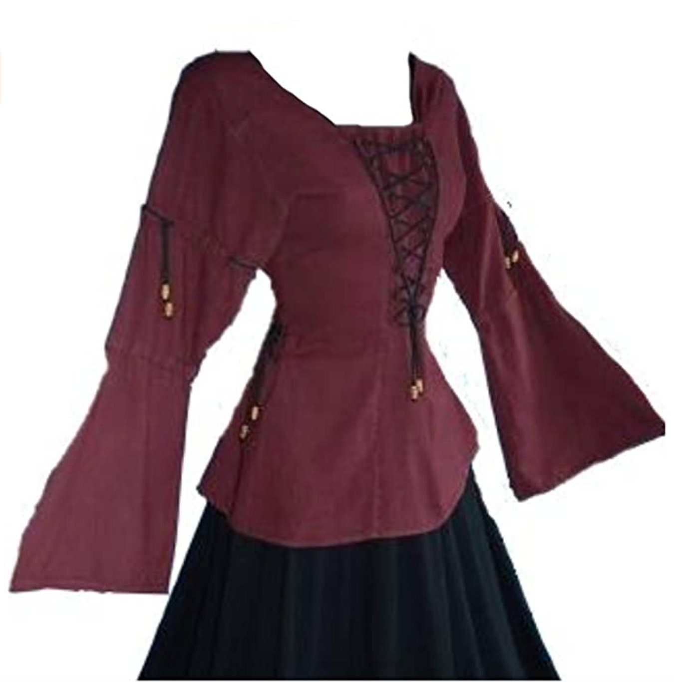Ladies Long-sleeve Lace-up Renaissance Blouse