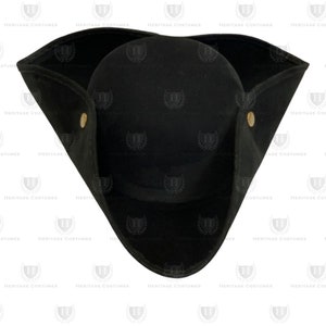 Colonial Tri-corner Hat (black, W/gold Braid Trim, W/ White Trim, or ...