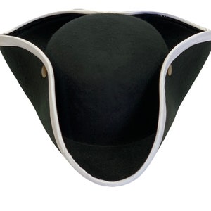 Colonial Tri-corner Hat black W/gold Braid Trim W/ White - Etsy