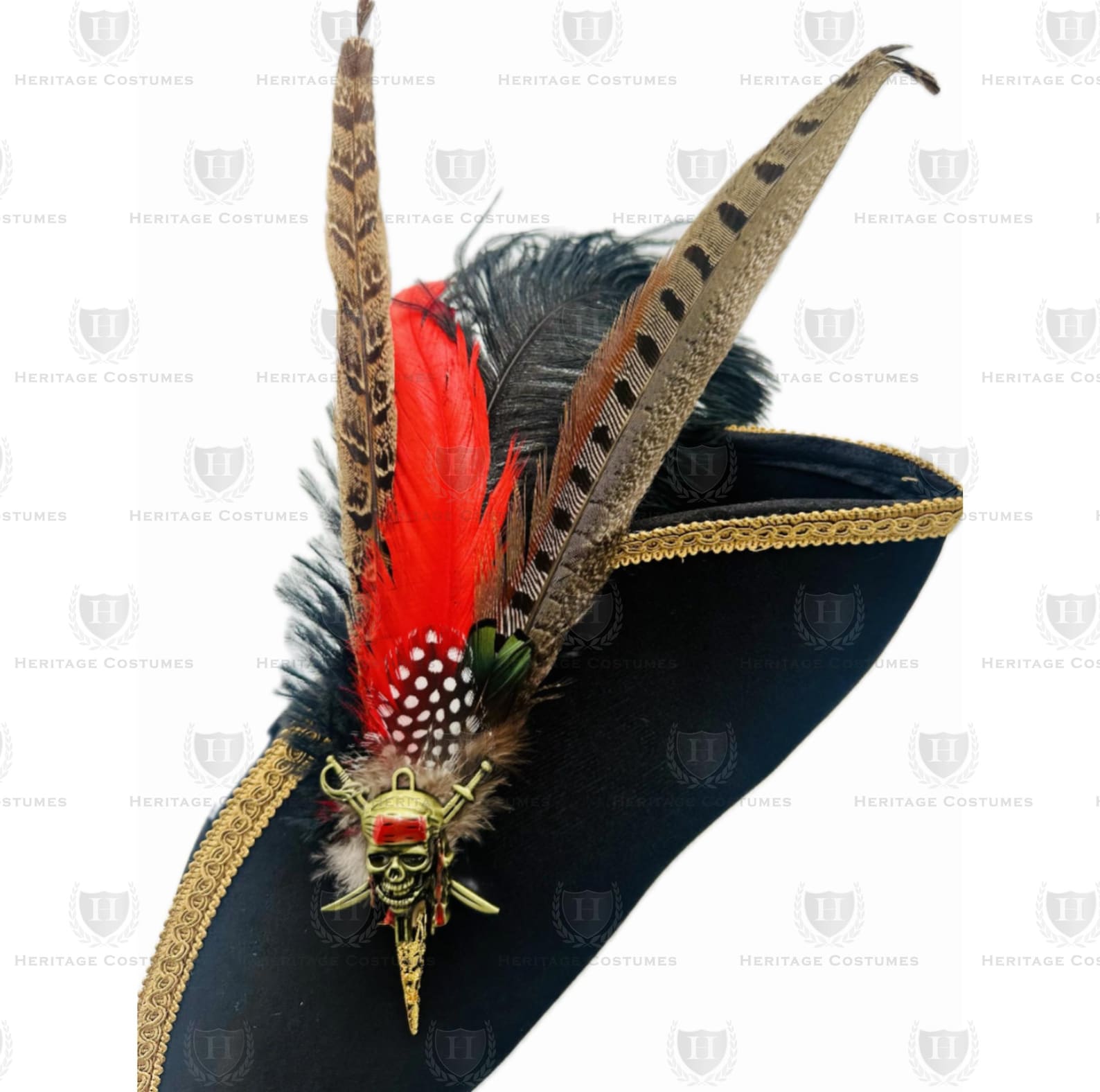Calico Jack's Tricorne – Adjustable Faux Suede Pirate Hat With Feather ...