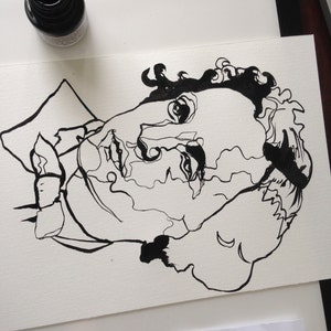 Limited Edition Art Print Ink Drawing of British Author Lewis Carroll ...