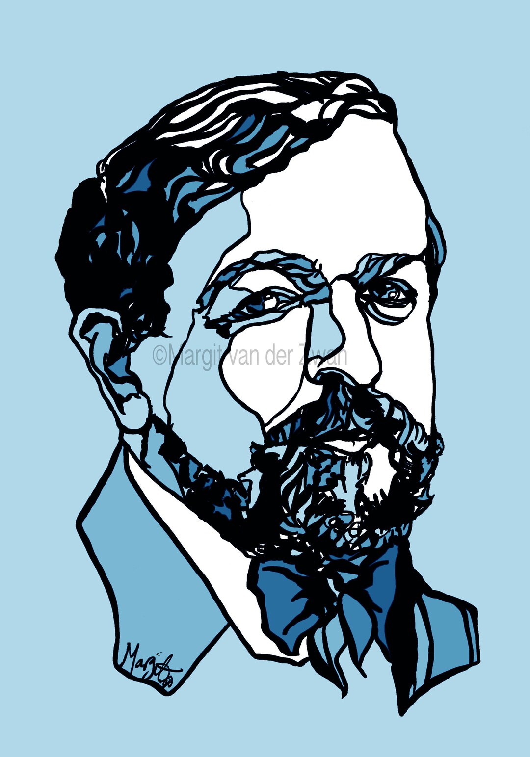 Debussy - Debussy - Handmade Artwork of French Composer. Giclée Wall ...