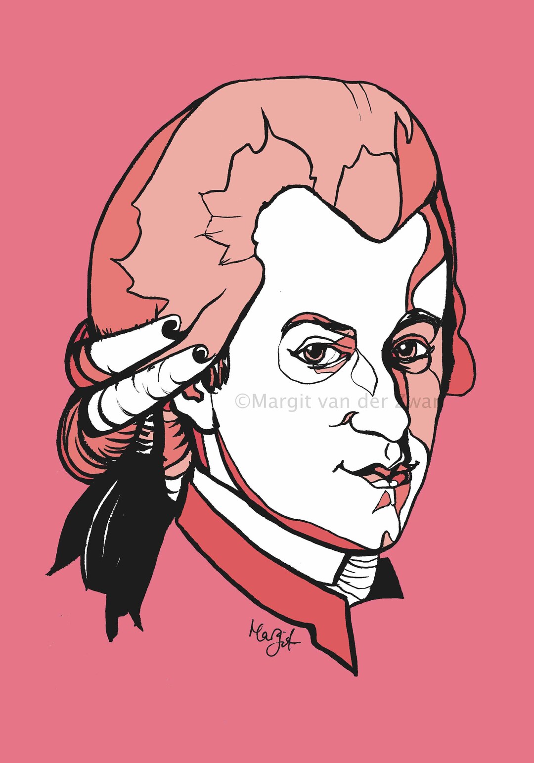 Mozart Poster Art Portrait Handmade Ink Drawing of Composer A4 Picture ...
