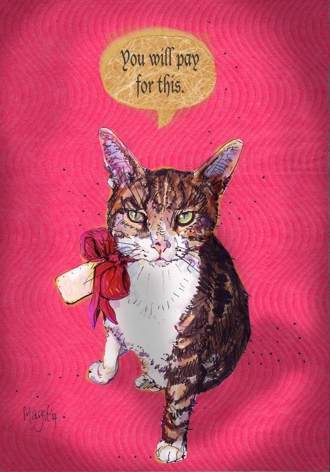Calling Cat Lovers a Unique and Handmade Custom Portrait of - Etsy