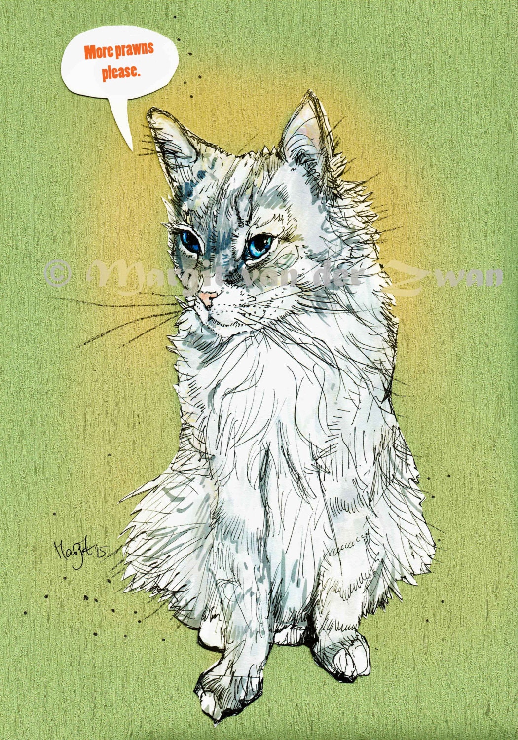 Calling Cat Lovers a Unique and Handmade Custom Portrait of - Etsy