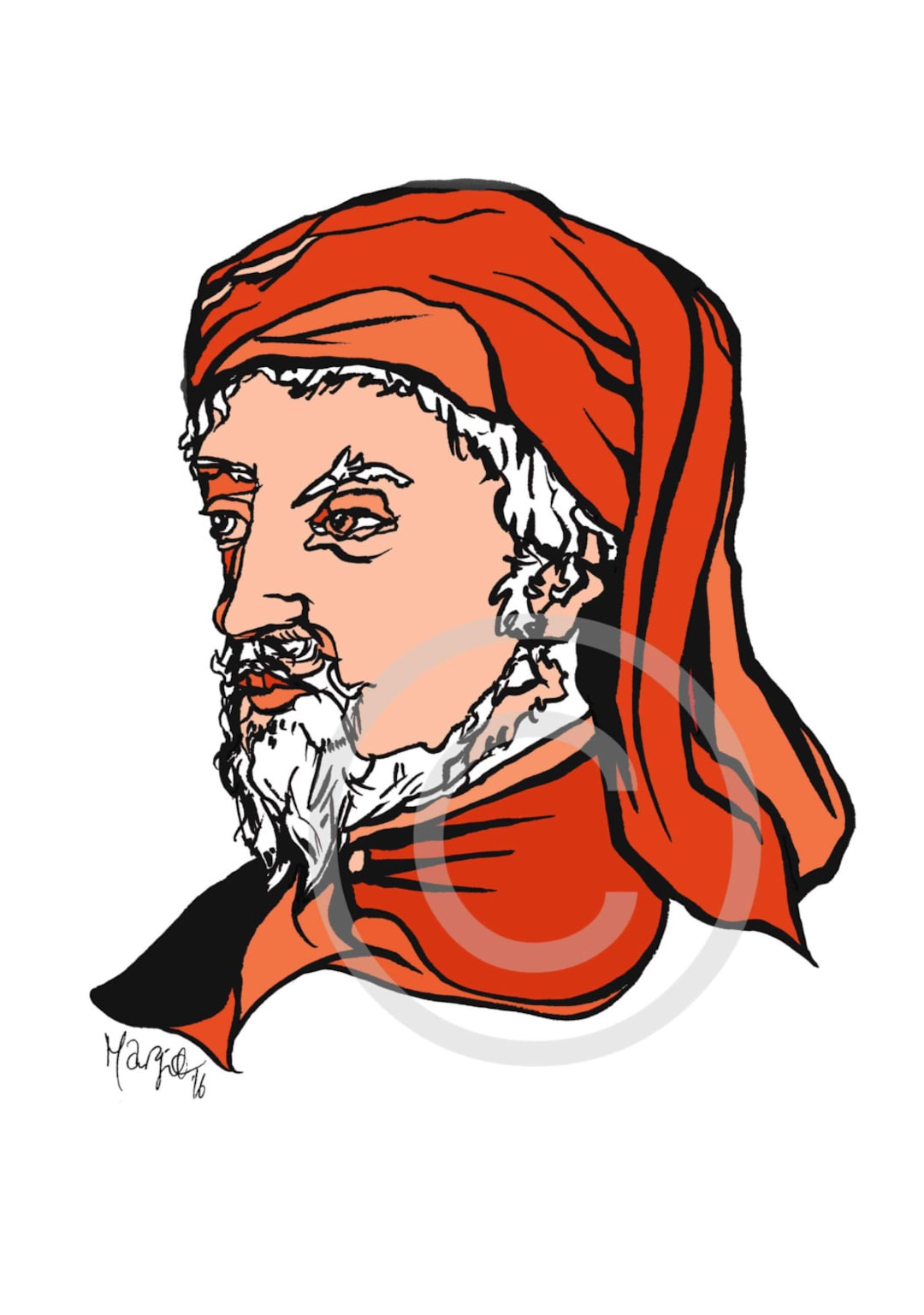 Geoffrey Chaucer | Portrait Print | English Writer | Author of the ...