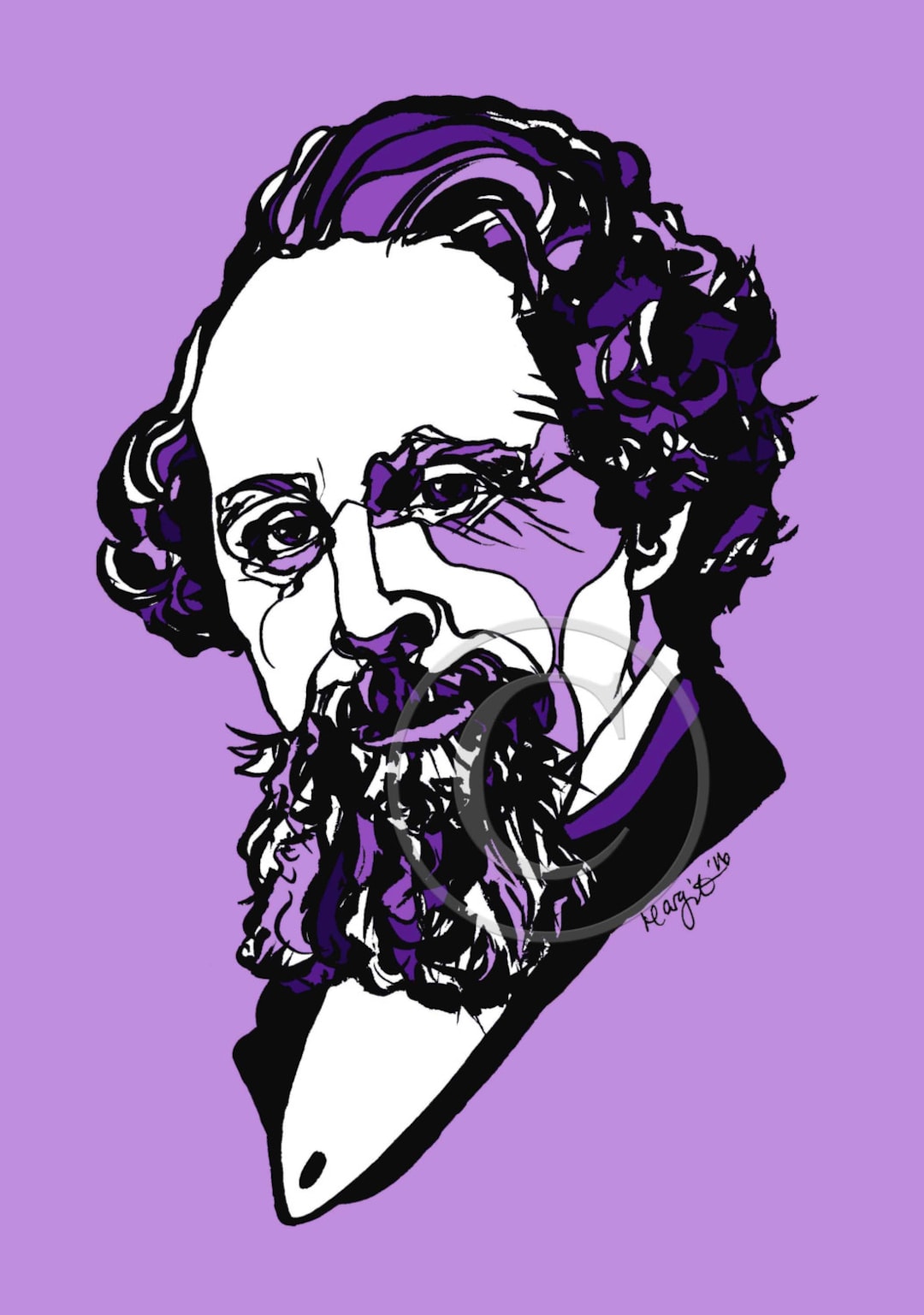 Charles Dickens Limited Edition Contemporary Portrait Print, English ...