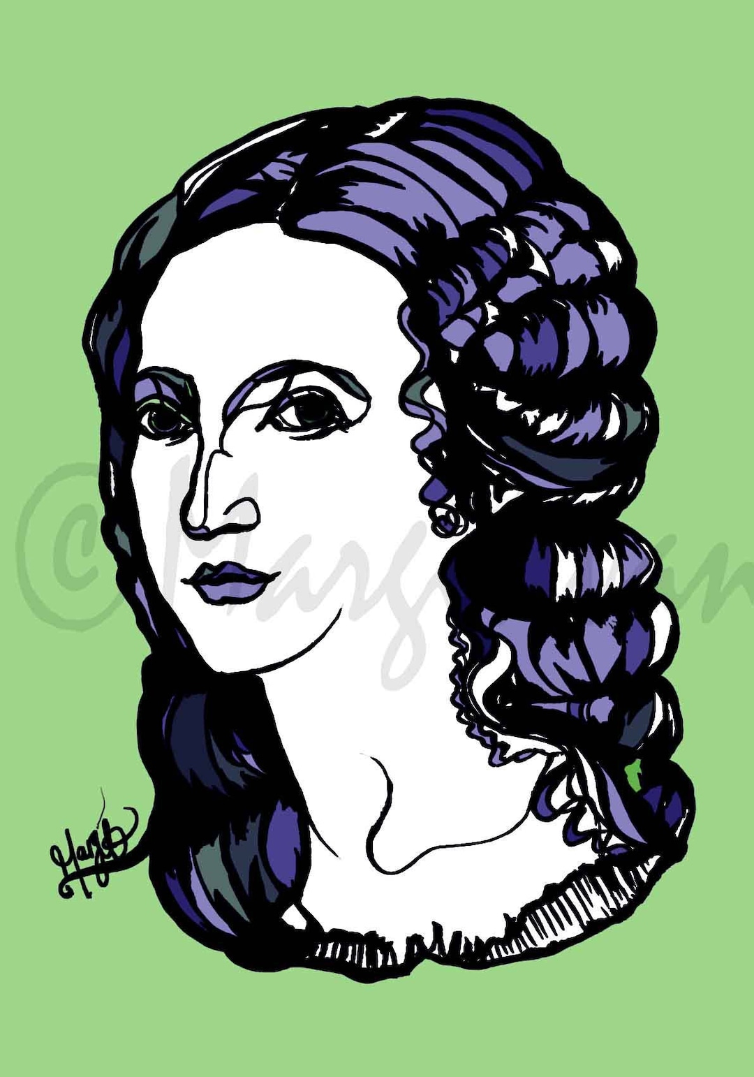 Francesca Caccini, Ink Portrait of Italian Female Composer, Musician ...