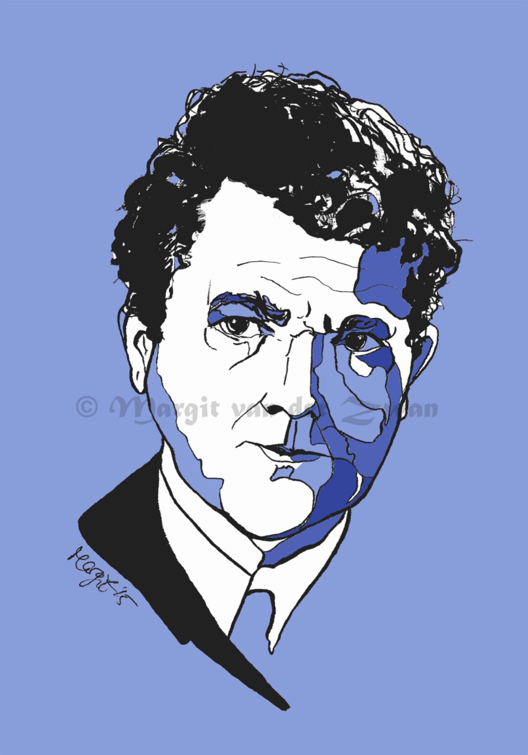 Gerald Finzi Composer Portrait Print of Ink Drawing Decorative Wall Art ...