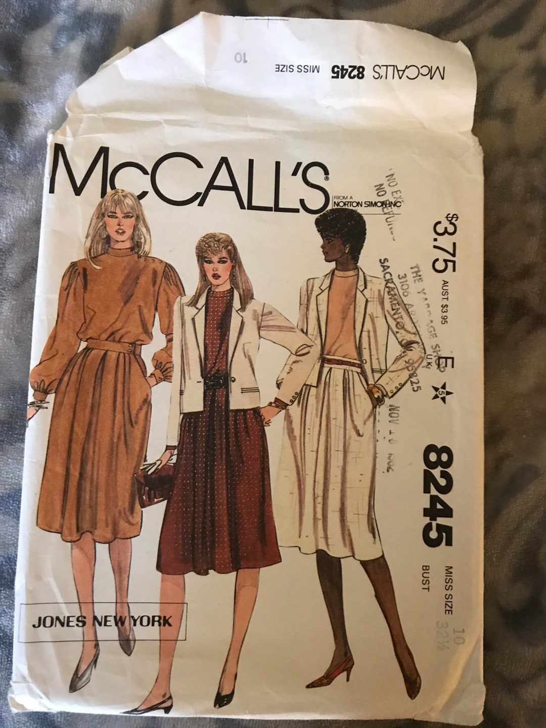 Vintage Retro 1982 Miss Womens Suit Blouse Skirt Sewing Pattern ...