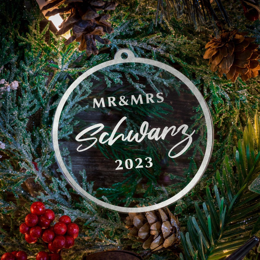 Mr and Mrs Personalized Surname Date Custom Christmas Ornament / Family ...