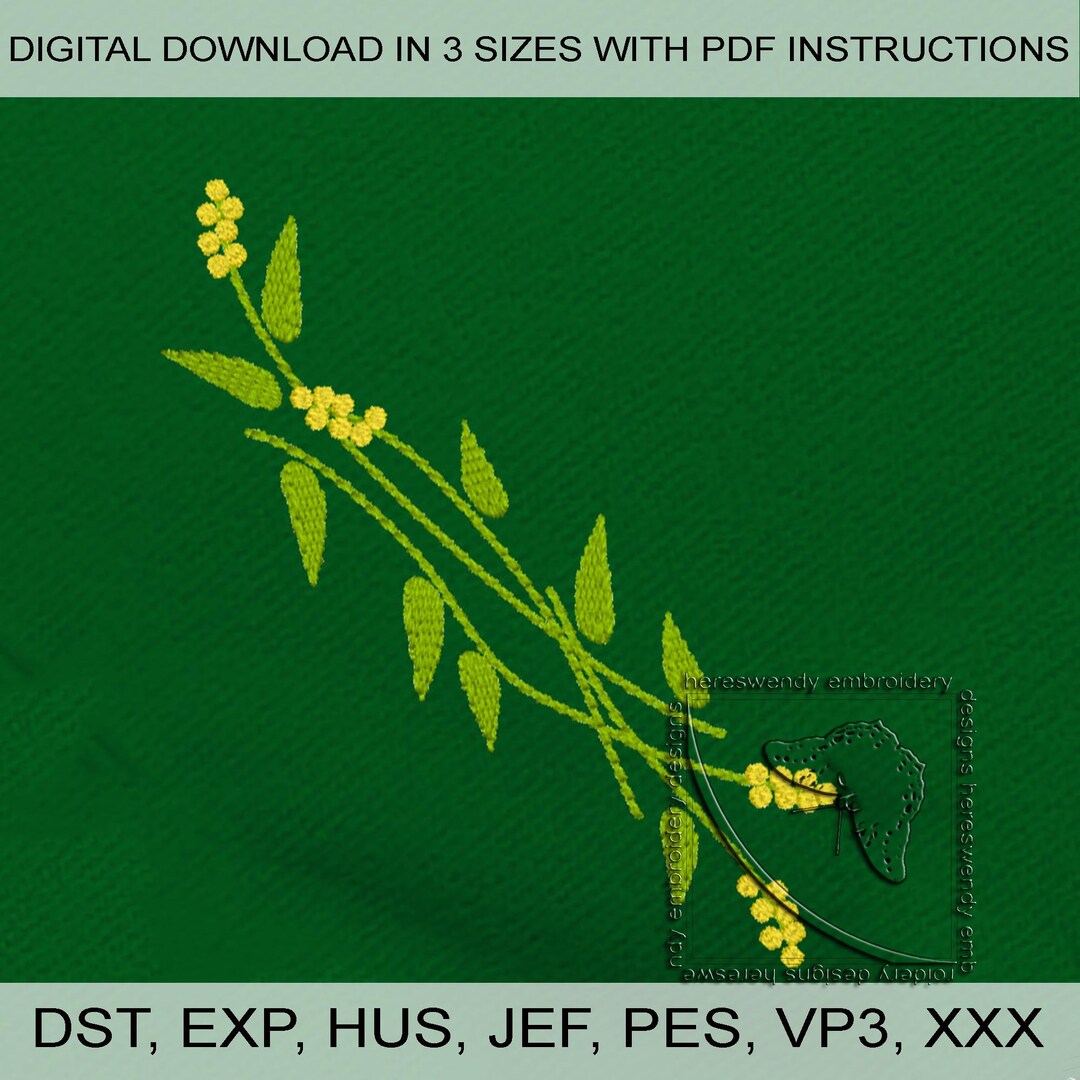 Wattle ITH Machine Embroidery Design: Australian Flower (digital ...