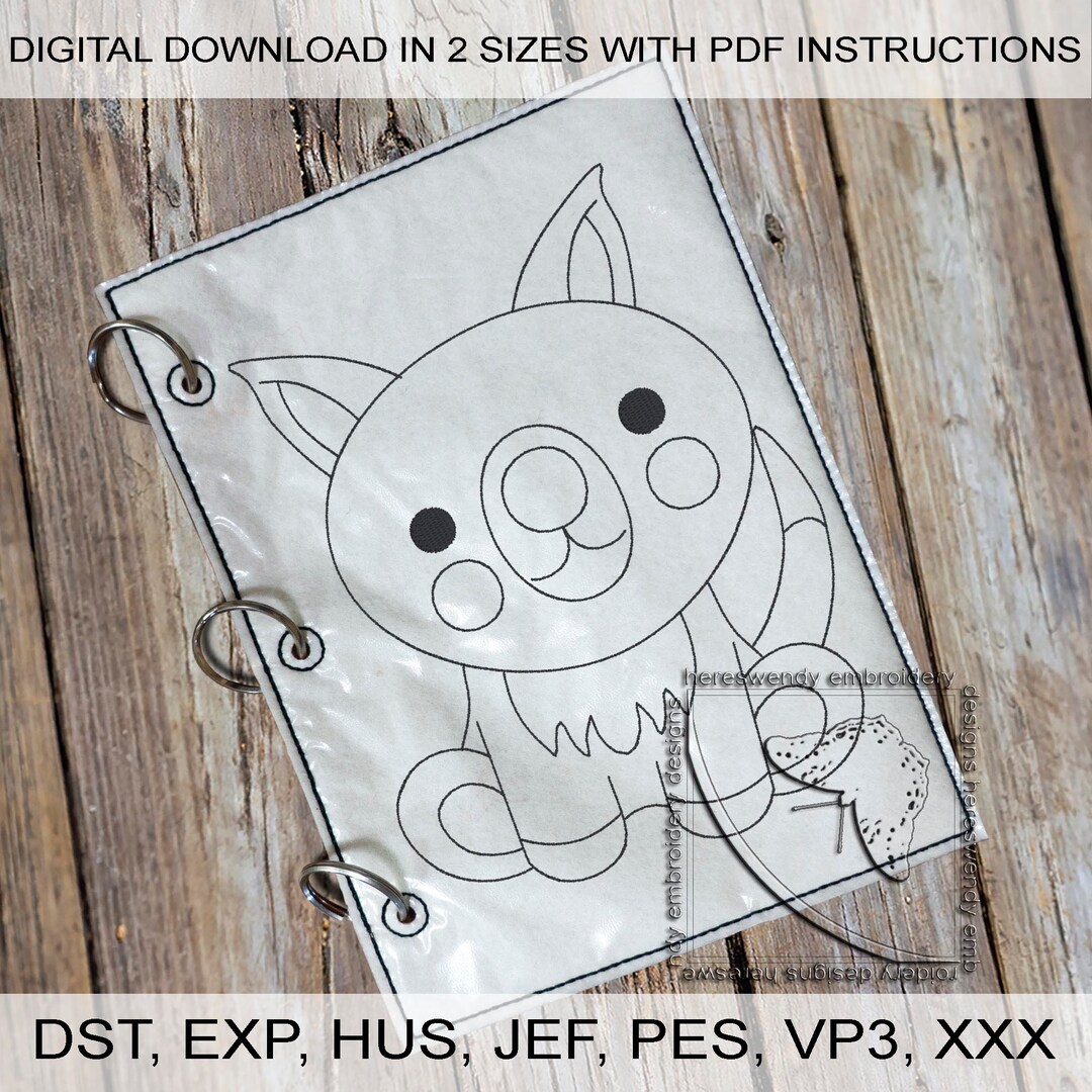 Cute Dingo Colouring Page Design for Children ITH Machine Embroidery ...