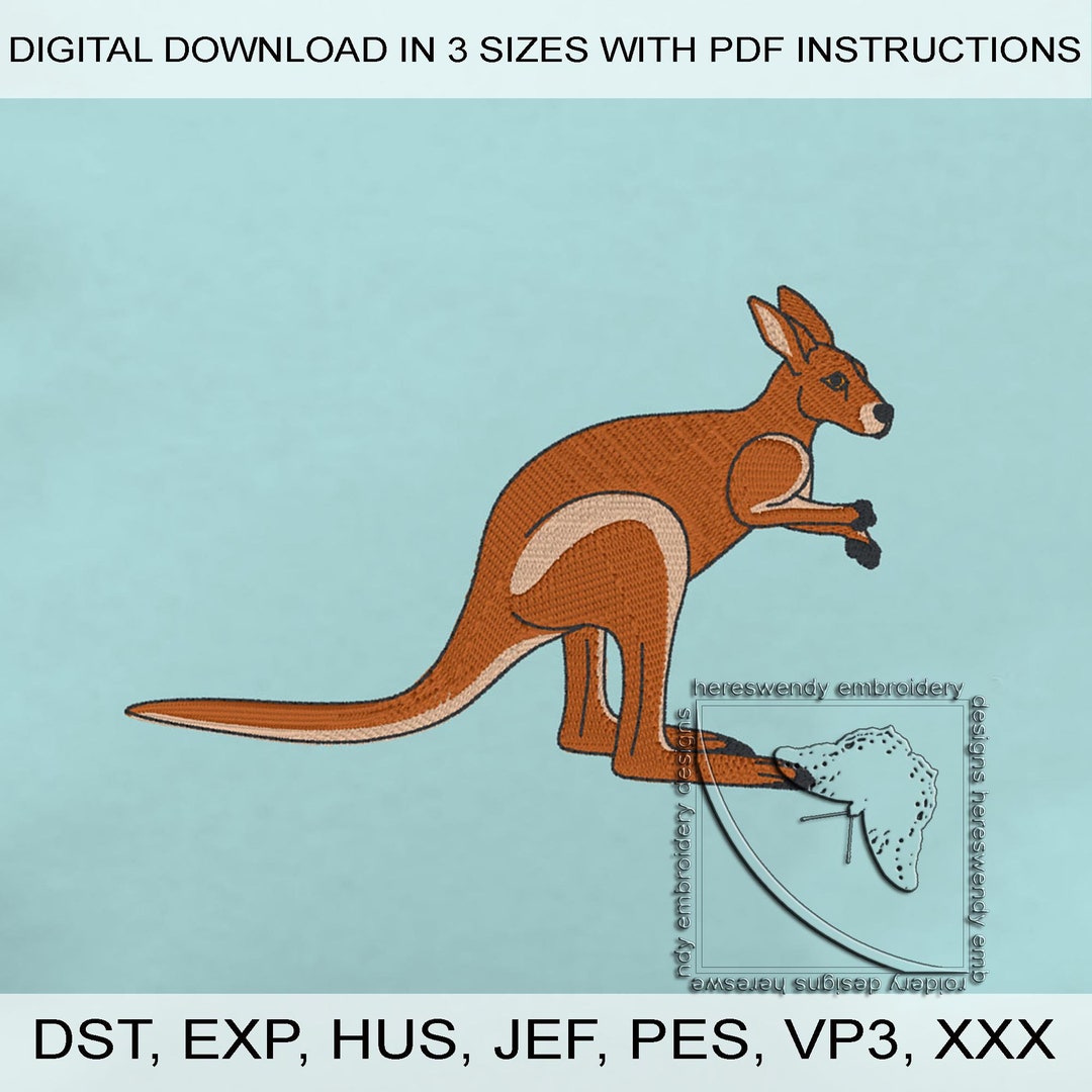 Kangaroo Design Australian Animal Machine Embroidery Design in 3 Sizes ...