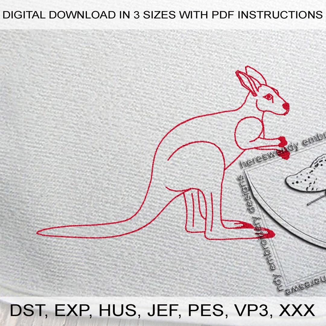 Kangaroo Machine Embroidery Design: Australian Animal (digital Download ...
