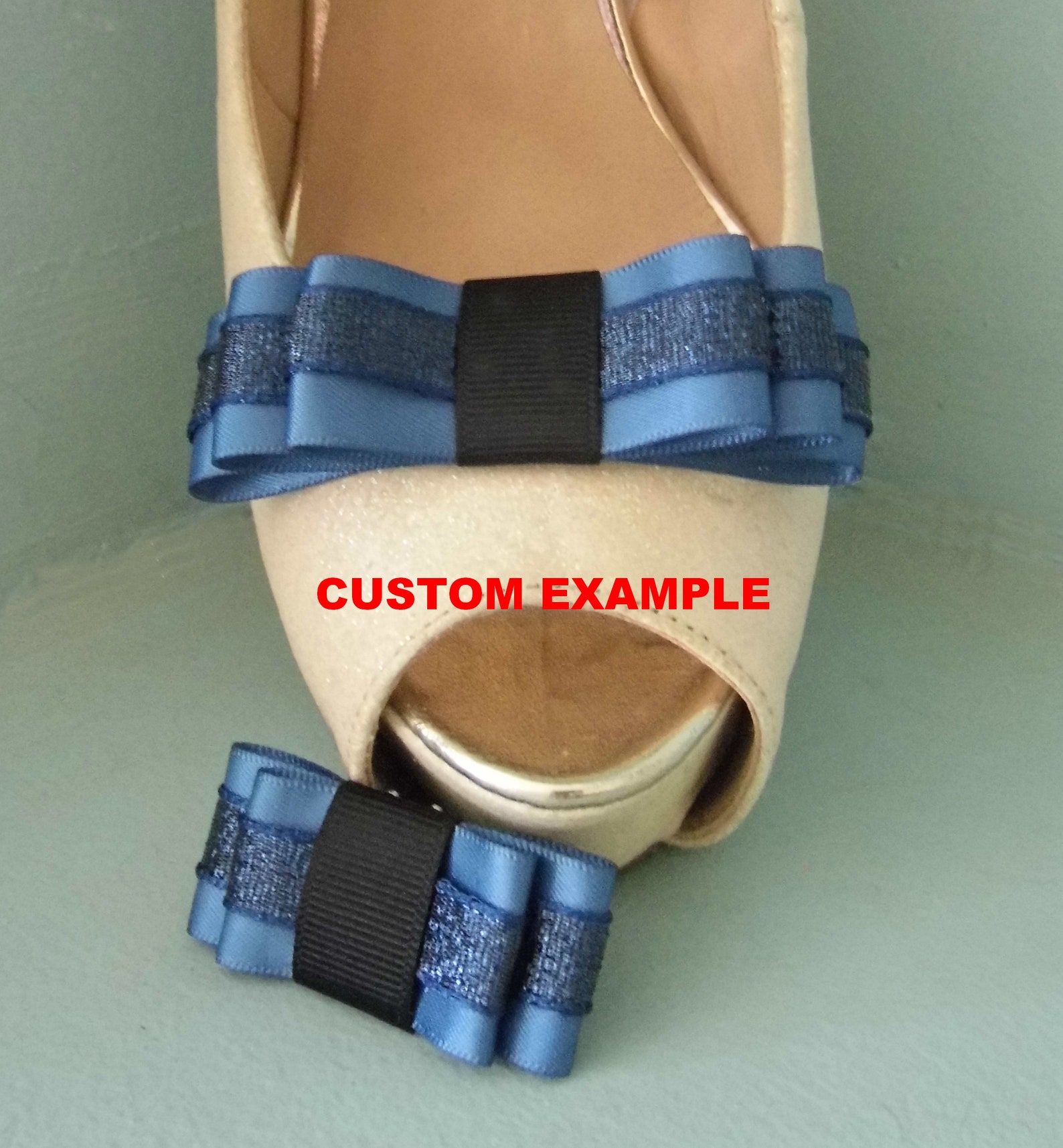 Handmade Navy Blue Triple Bow Shoe Clips - Other Colours on Request - Etsy