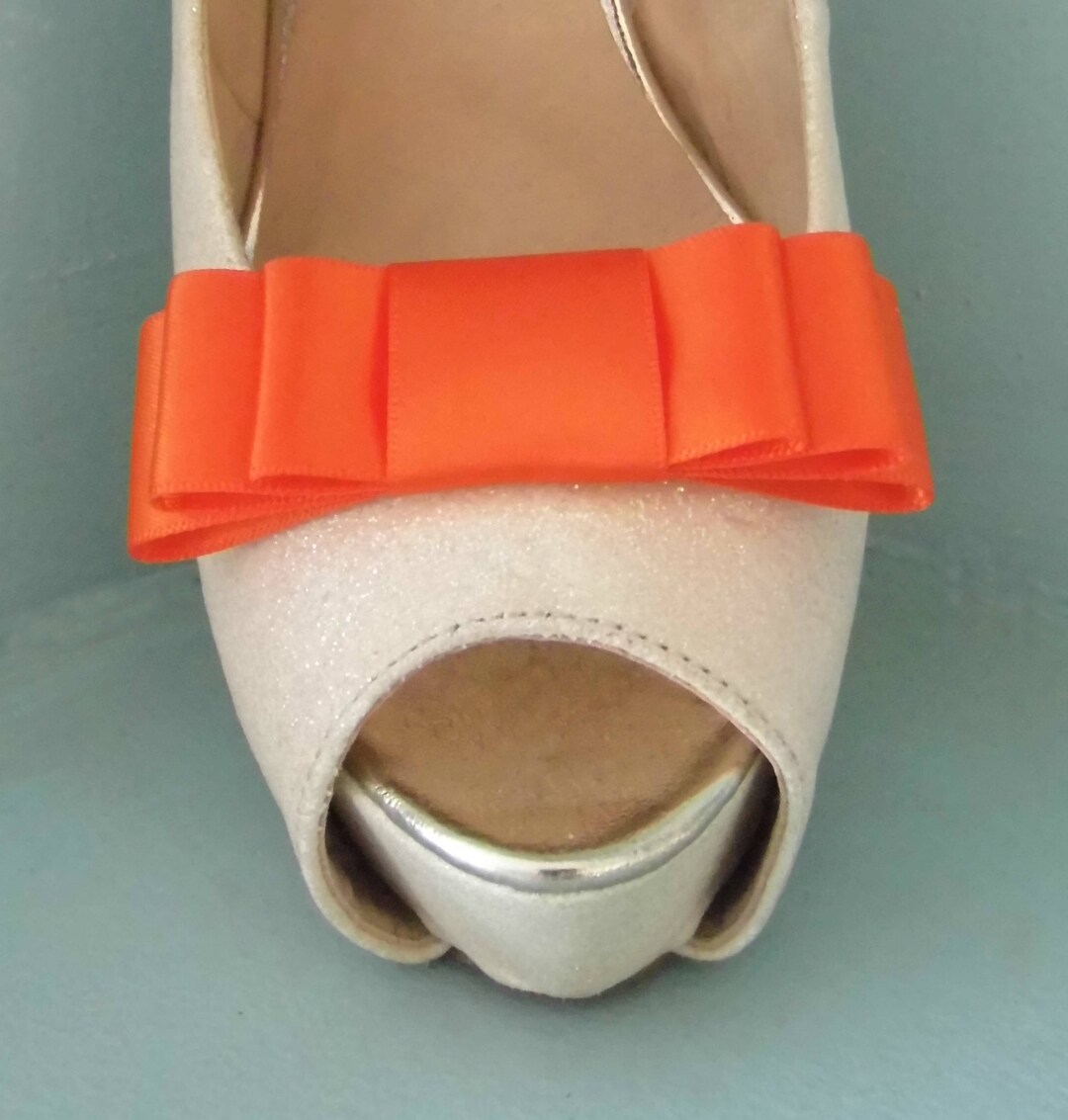 Handmade Burnt Orange Triple Bow Shoe Clips - Other Colours on Request ...