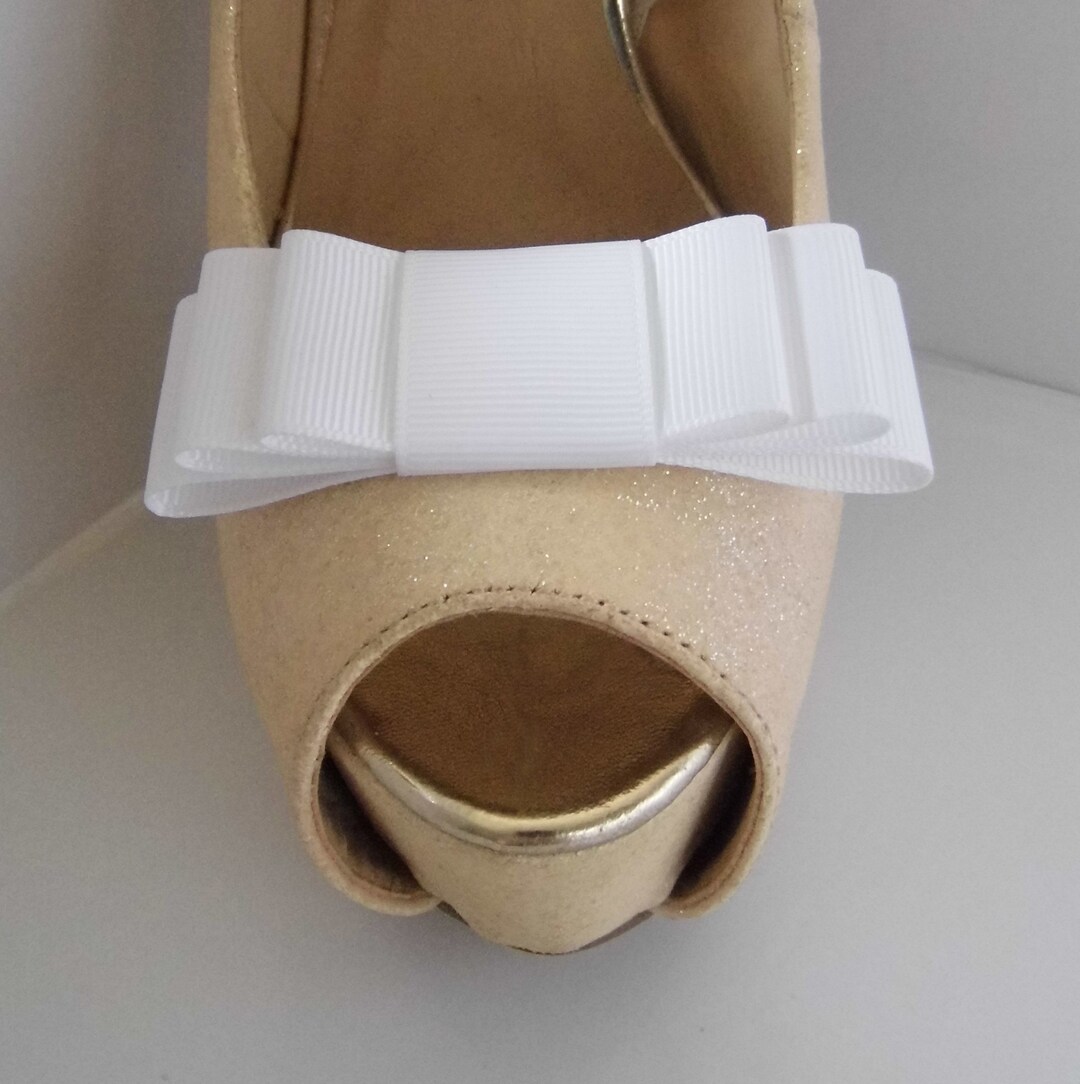 Handmade White Grosgrain Triple Bow Shoe Clips - Etsy UK