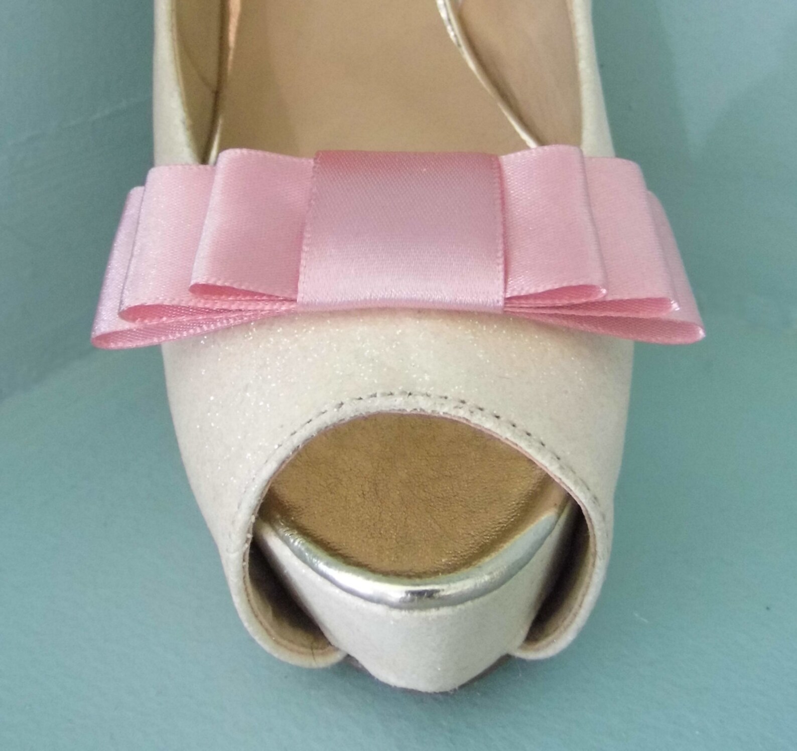 Handmade Salmon Pink Triple Bow Shoe Clips - Other Colours on Request ...