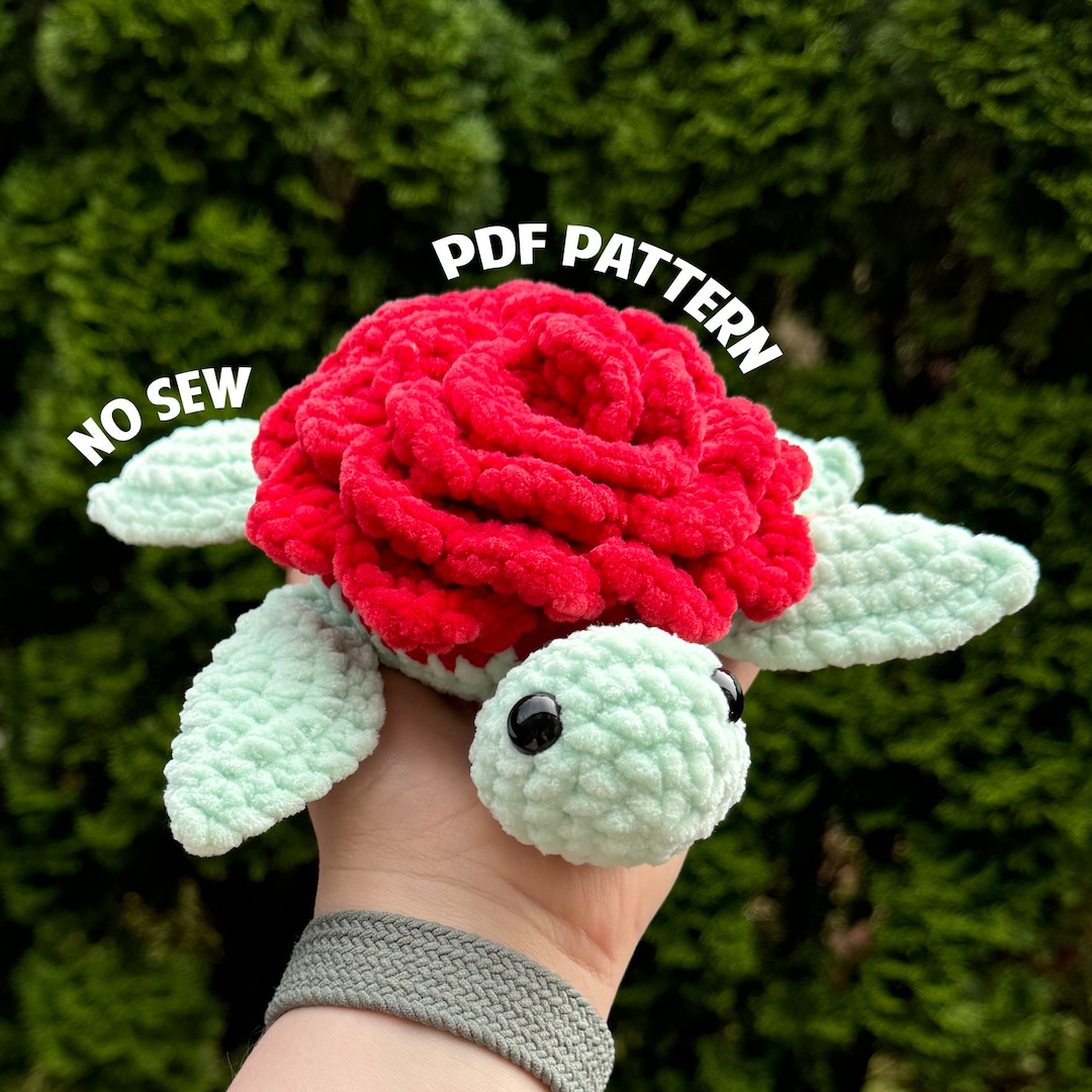 Rose Turtle Crochet Pattern, No Sew Crochet Pattern, DIGITAL DOWNLOAD ...
