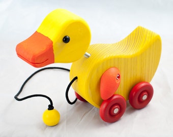 Wooden Duck Pull Toy - Etsy