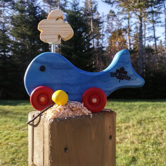 Wooden Pull Whale With Spout That Bobs - Etsy