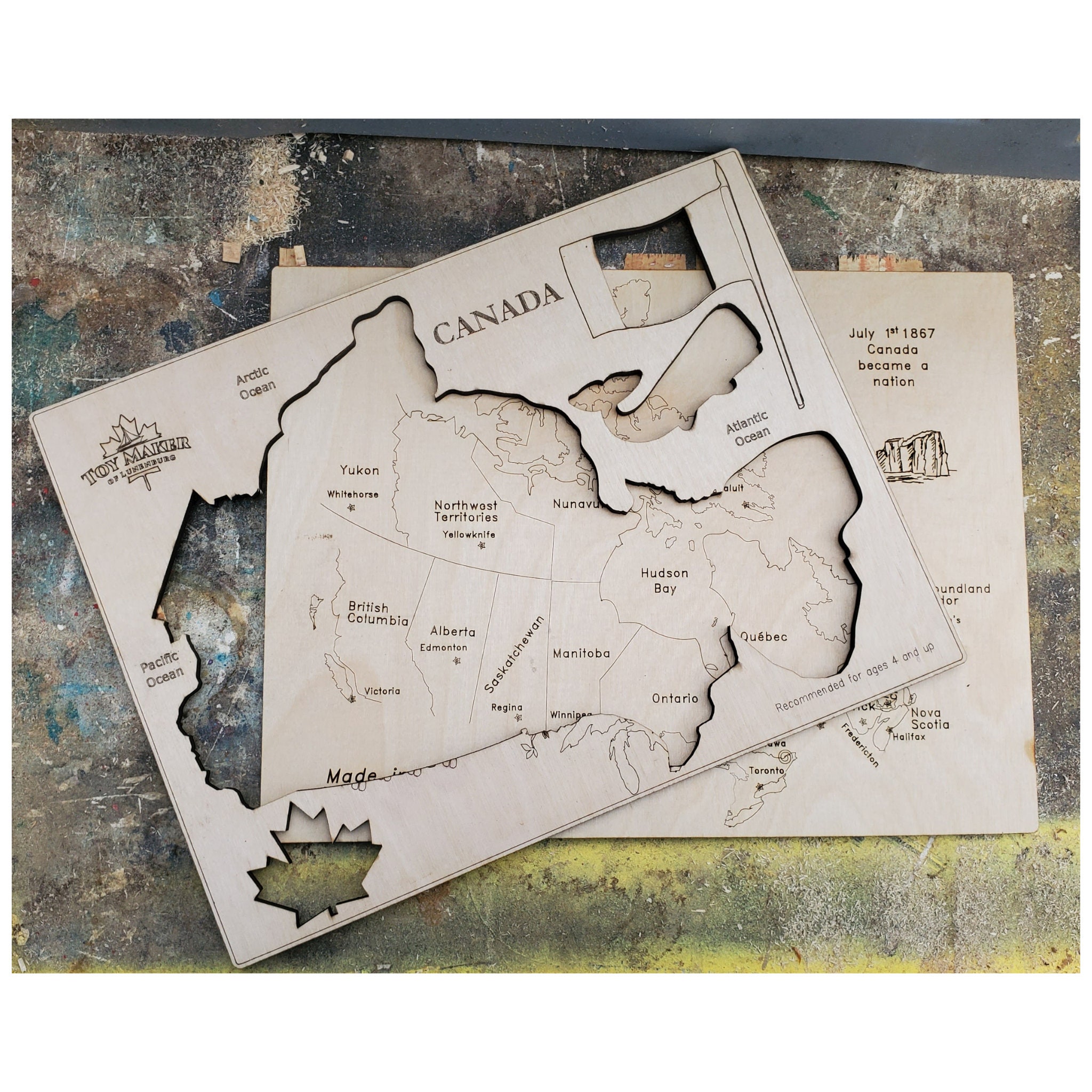 Kids Canada Map Puzzle With Native Animals Wooden Map Inlay | Etsy Canada