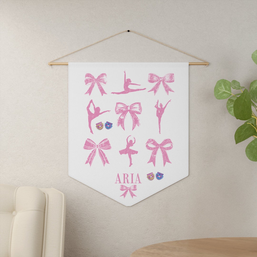 Custom Pink Coquette Dance Pin Pennant Banner, Pink Bow Pin Collection ...