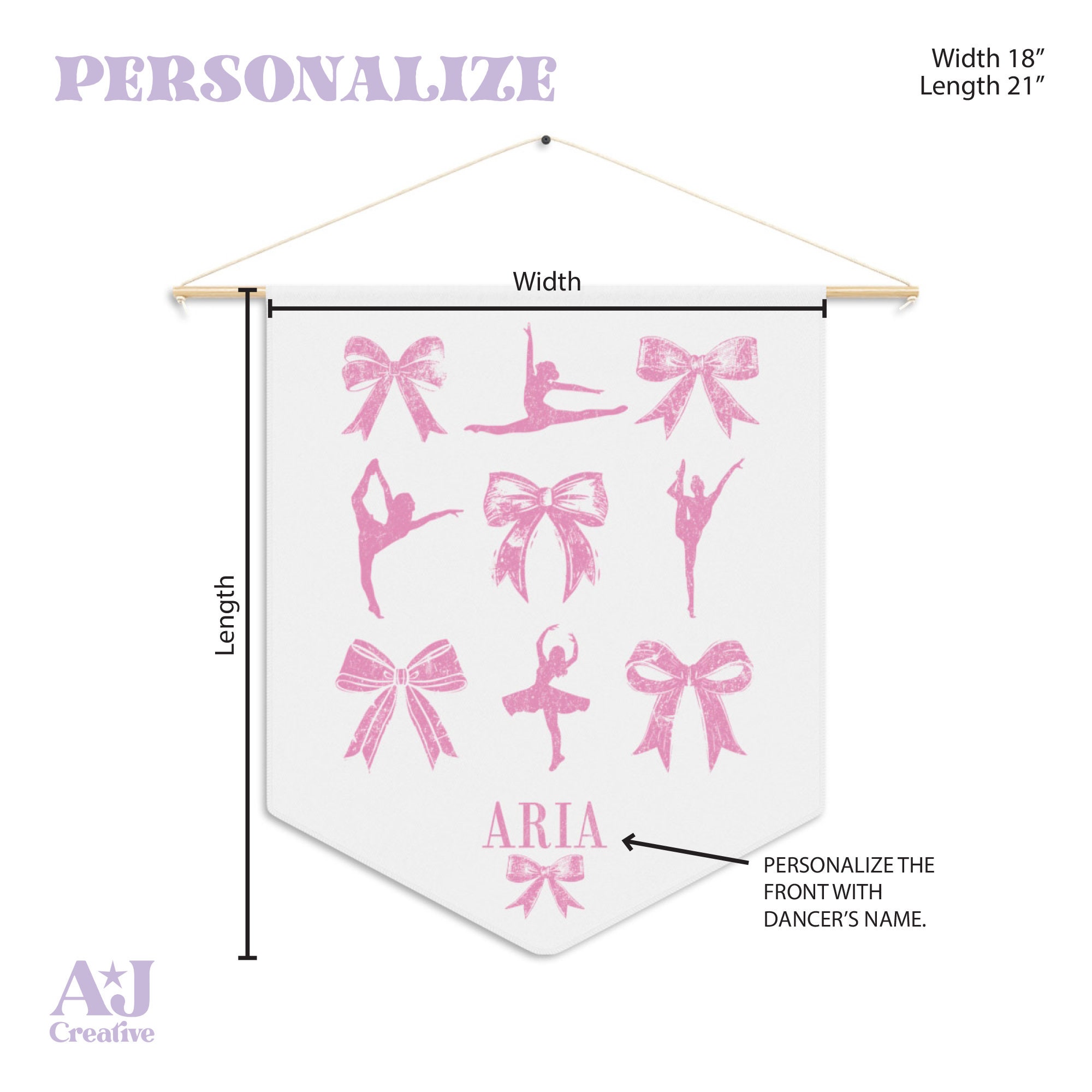Custom Pink Coquette Dance Pin Pennant Banner, Pink Bow Pin Collection ...