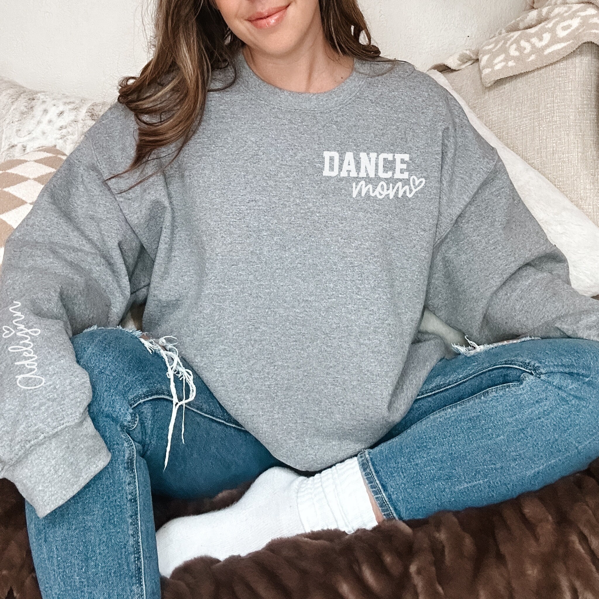 Custom Dance Mom Sweatshirt With Dancer's Name on Sleeve, Sporty Comp ...