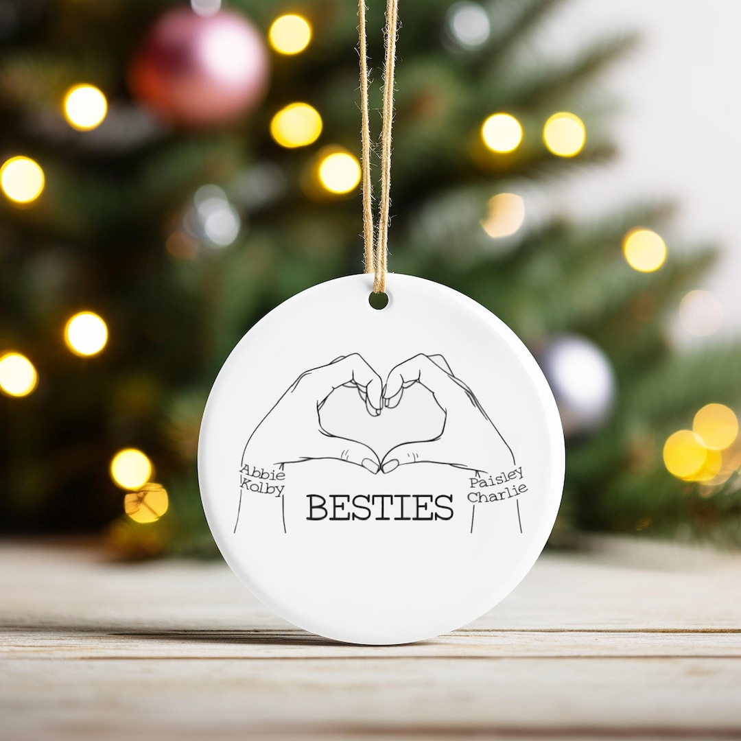 Custom Besties Ceramic Ornament, Personalized Present, Christmas Gift ...