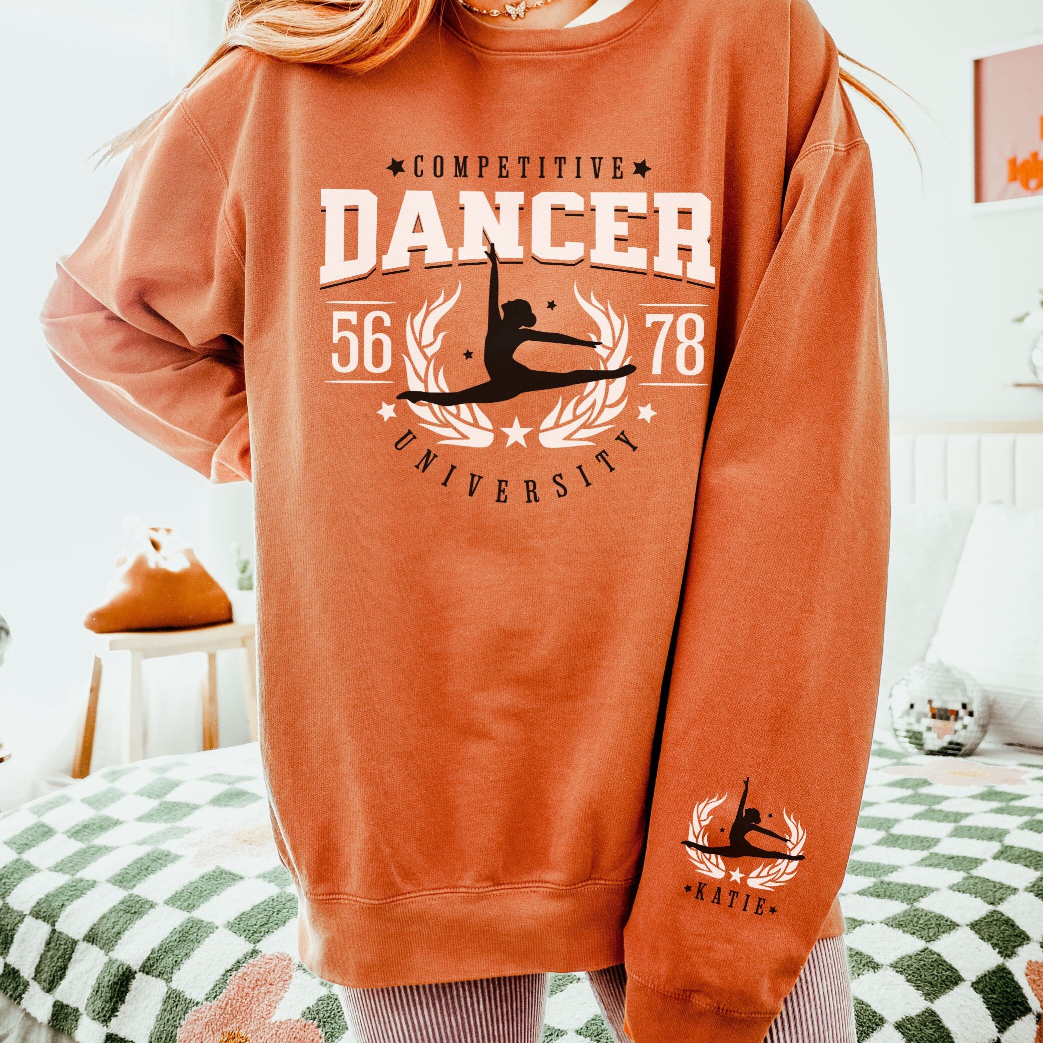 Custom Competitive Dancer University Crewneck, Personalized Sleeve ...