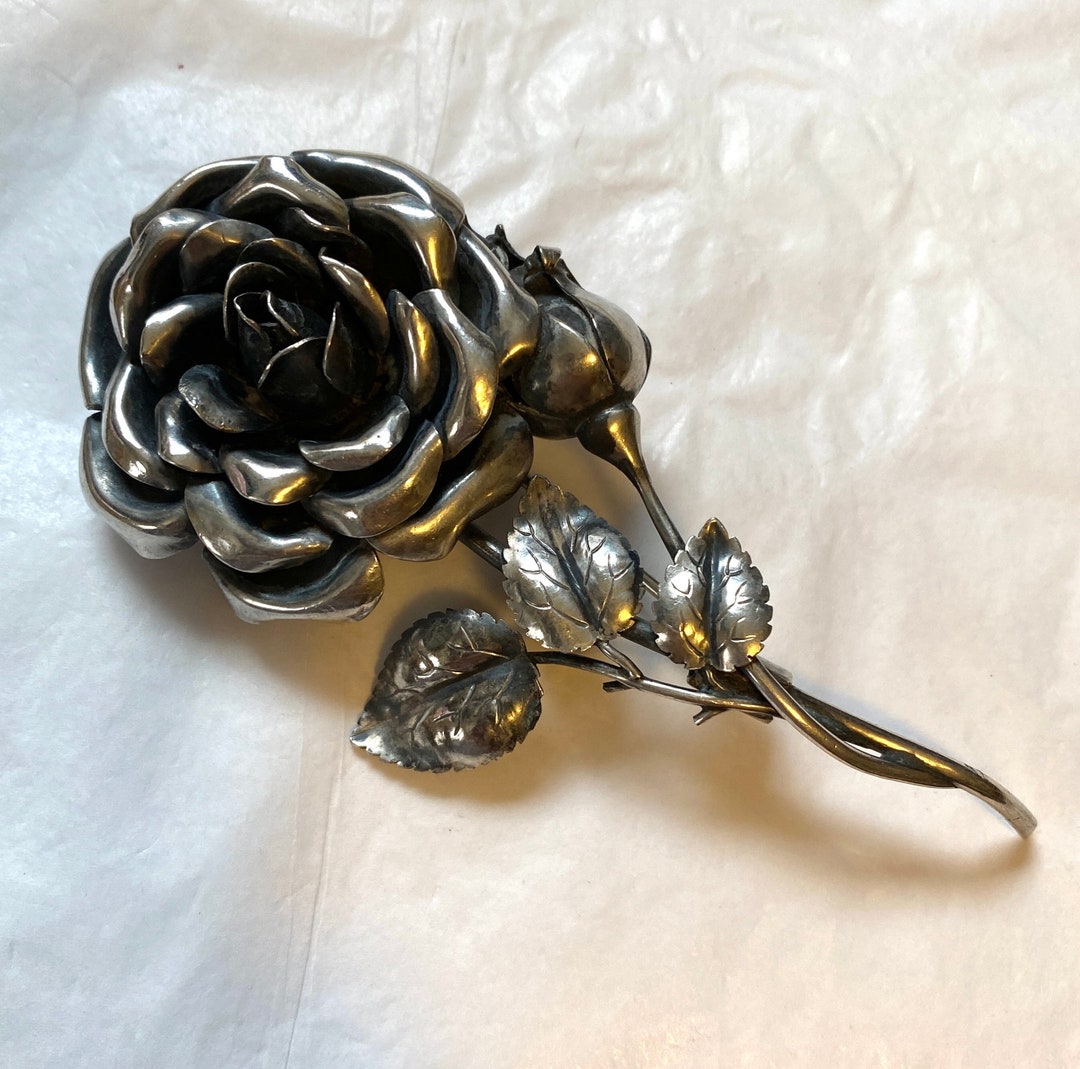 Shiebler Sterling Silver Rose Brooch RARE - Etsy