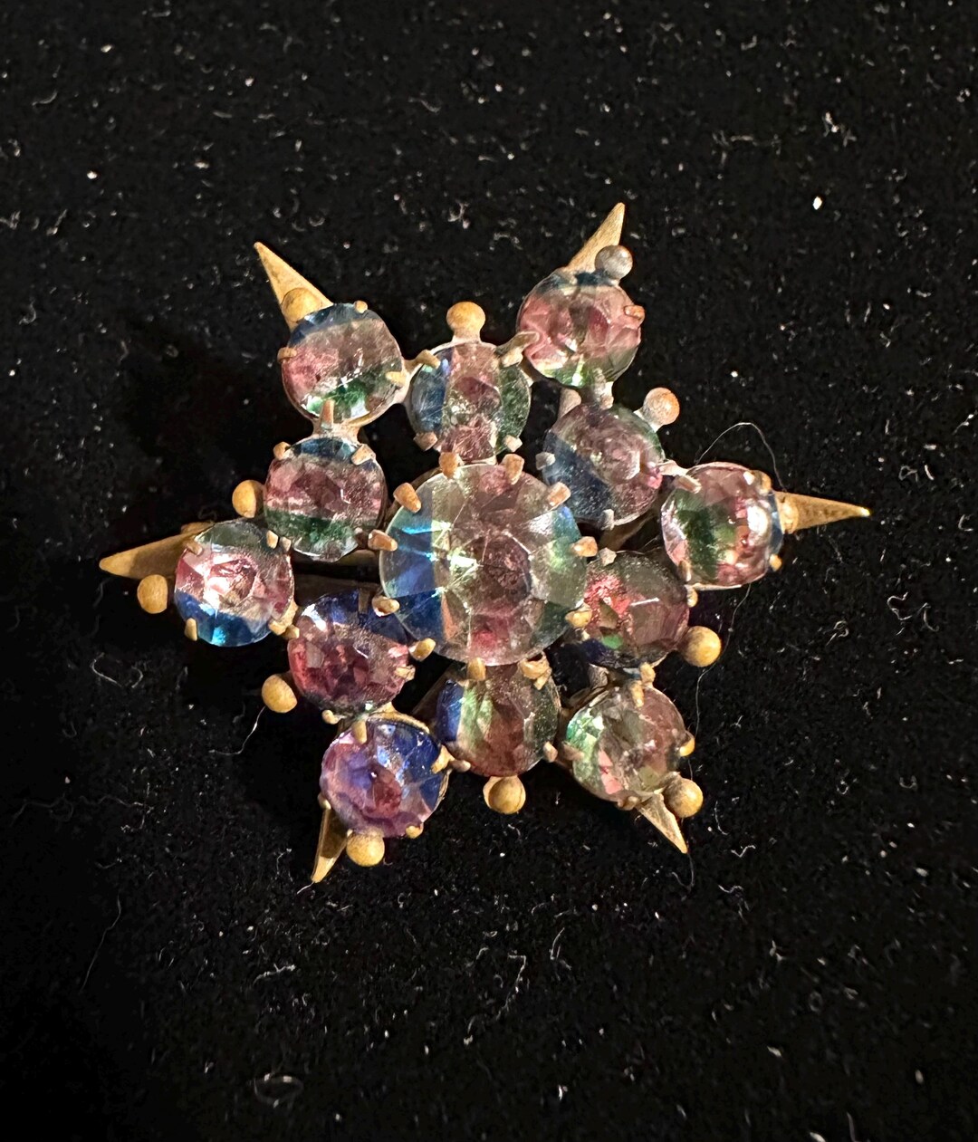 Antique Victorian Iris Rainbow Rhinestone Gold Filled Star Pin - Etsy