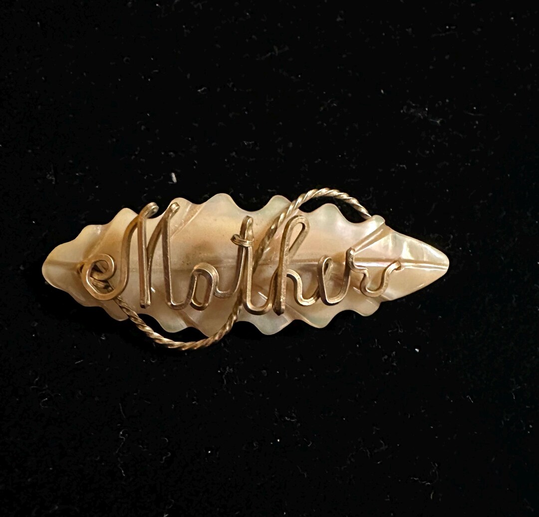 Art Deco Mother Pin Carved Shell & Wire - Etsy