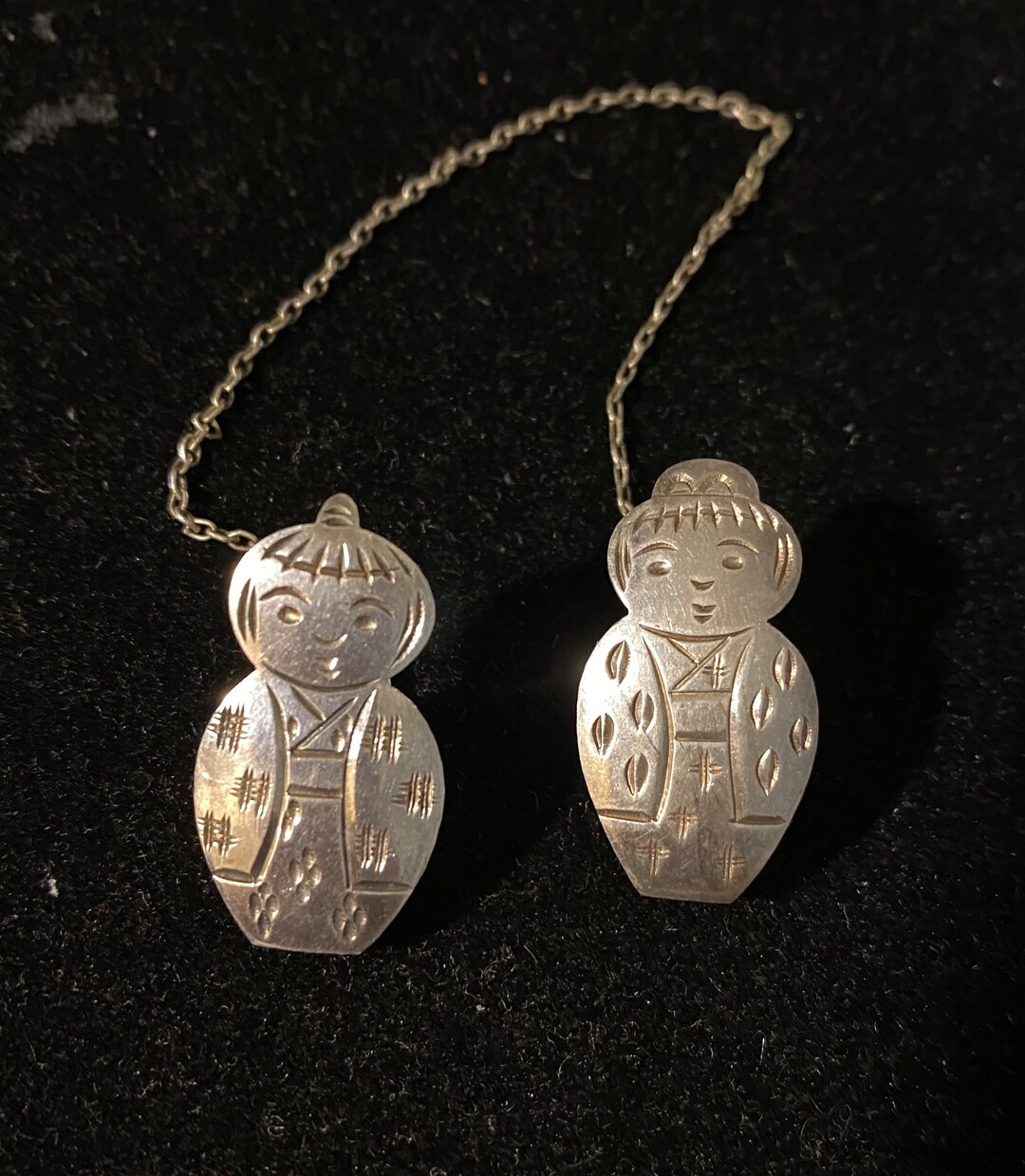 Vintage Japanese Geisha Girl Bib Clips Sterling - Etsy