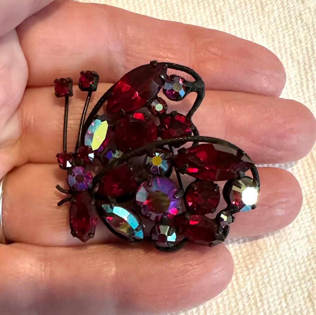Vintage Regency Blue Rhinestone Butterfly - Etsy
