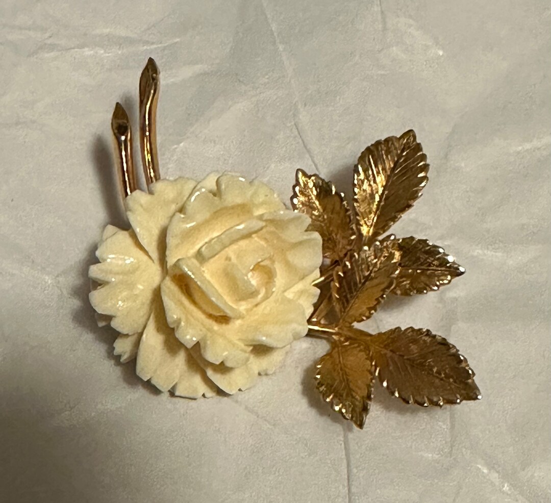 Vintage 12k GF Rose Flower Pin - Etsy