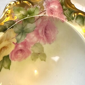 Victorian Hand Painted Ftd Bowl Pink Roses Gold Trim - Etsy