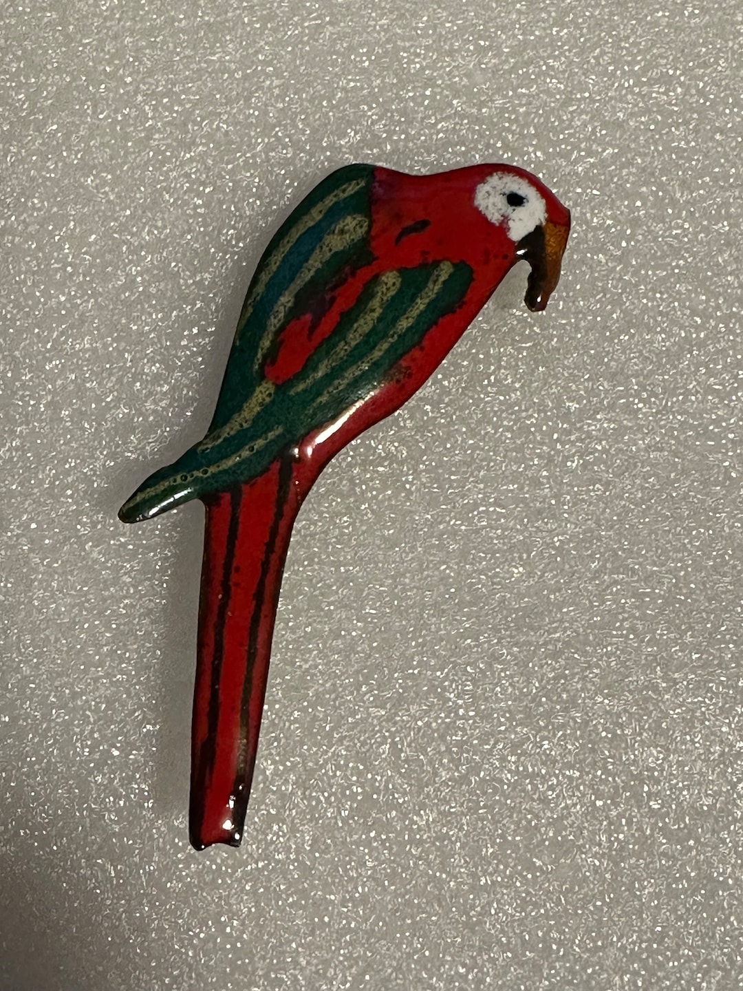 Vintage Hand Made Copper & Enamel Parrot Pin - Etsy