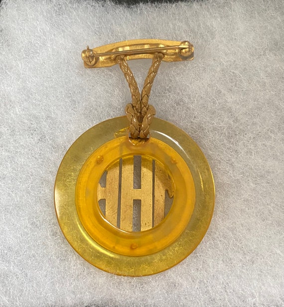 Art Deco Bakelite & Metal Monogram Initial Pin - Gem