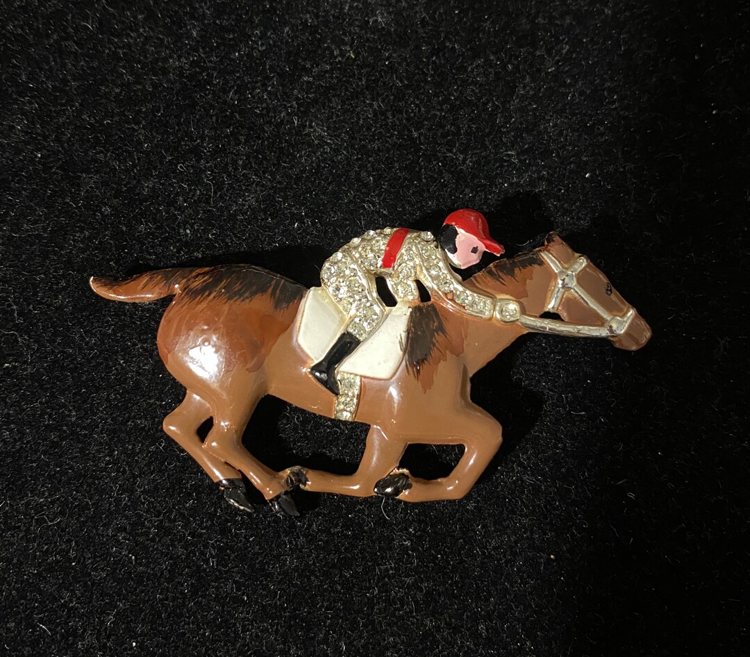 1940’s Racing Horse W/ Jockey Pin - Etsy