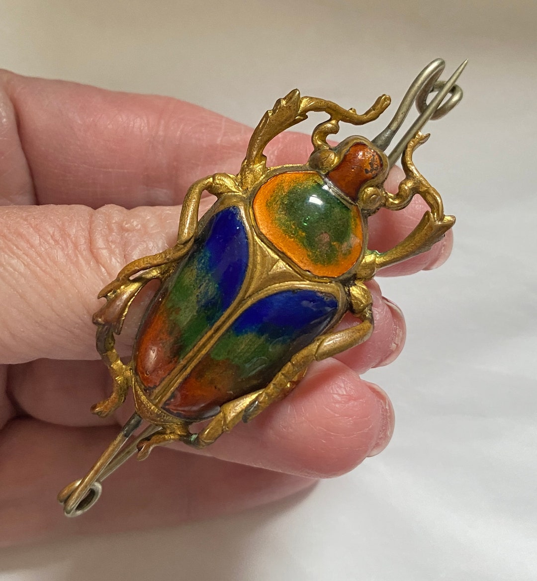 Large Victorian Beetle Bug Sash Pin Brass Enamel Egyptian - Etsy